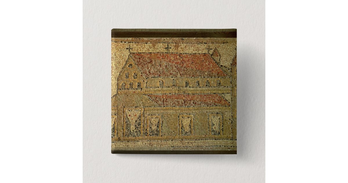 Christian basilica, mosaic pavement, Roman period, Pinback Button | Zazzle