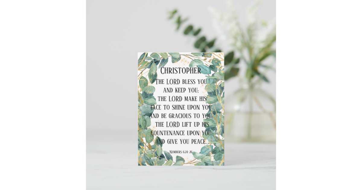 Christian Bible Verse Blessing Eucalyptus Leaves Postcard | Zazzle