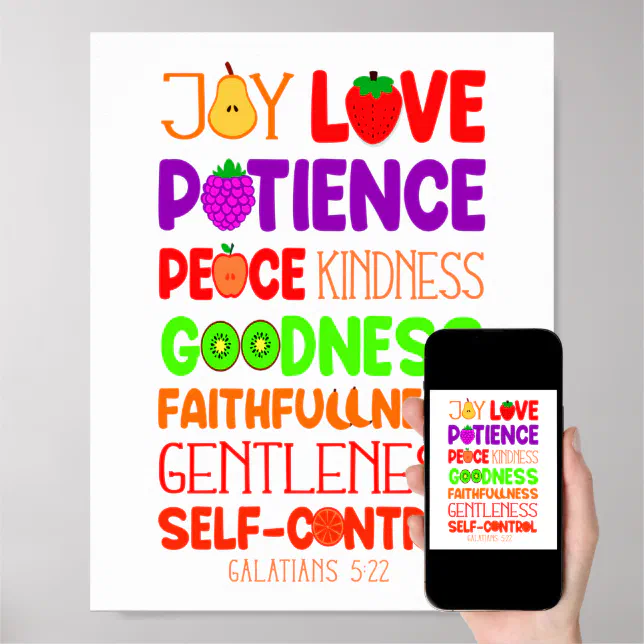 Christian Bible Verse Fruit Of The Spirit Poster | Zazzle