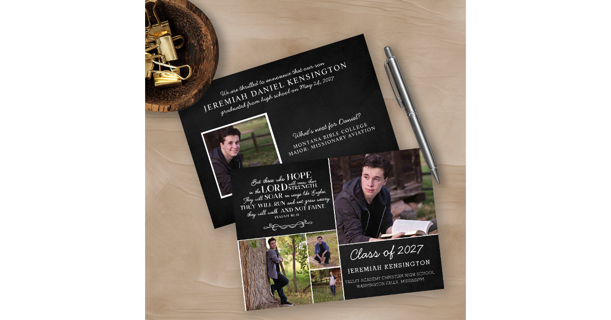 Christian Bible Verse Graduation Multiple Photo Invitation | Zazzle