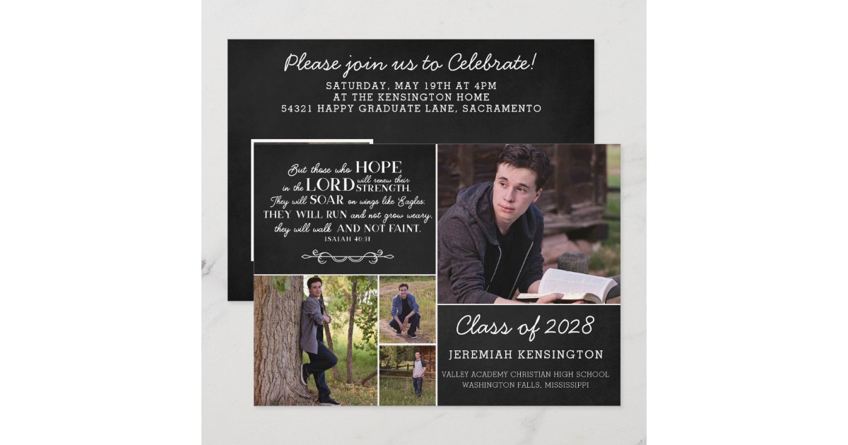 Christian Bible Verse Graduation Multiple Photo Invitation | Zazzle