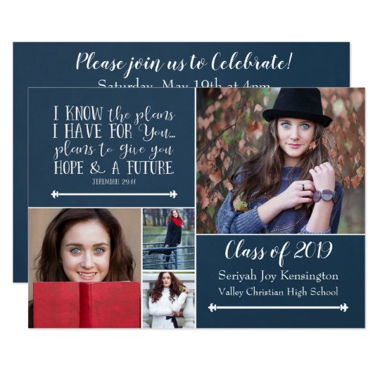 Christian Bible Verse Graduation Photo Collage Invitation | Zazzle.com