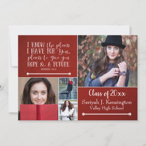 Christian Bible Verse Graduation Photo Collage Invitation | Zazzle