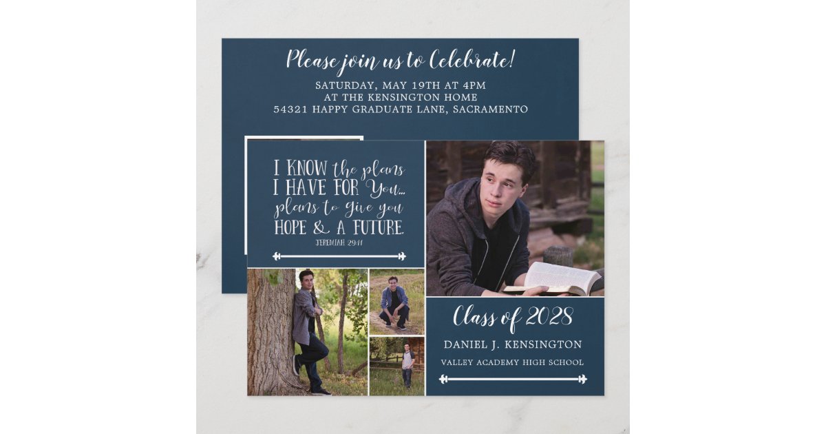 Christian Bible Verse Graduation Photo Collage Invitation | Zazzle.com