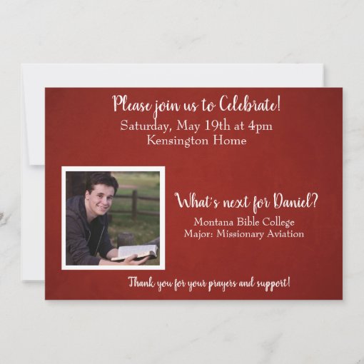Christian Bible Verse Graduation Photo Collage Red Invitation | Zazzle
