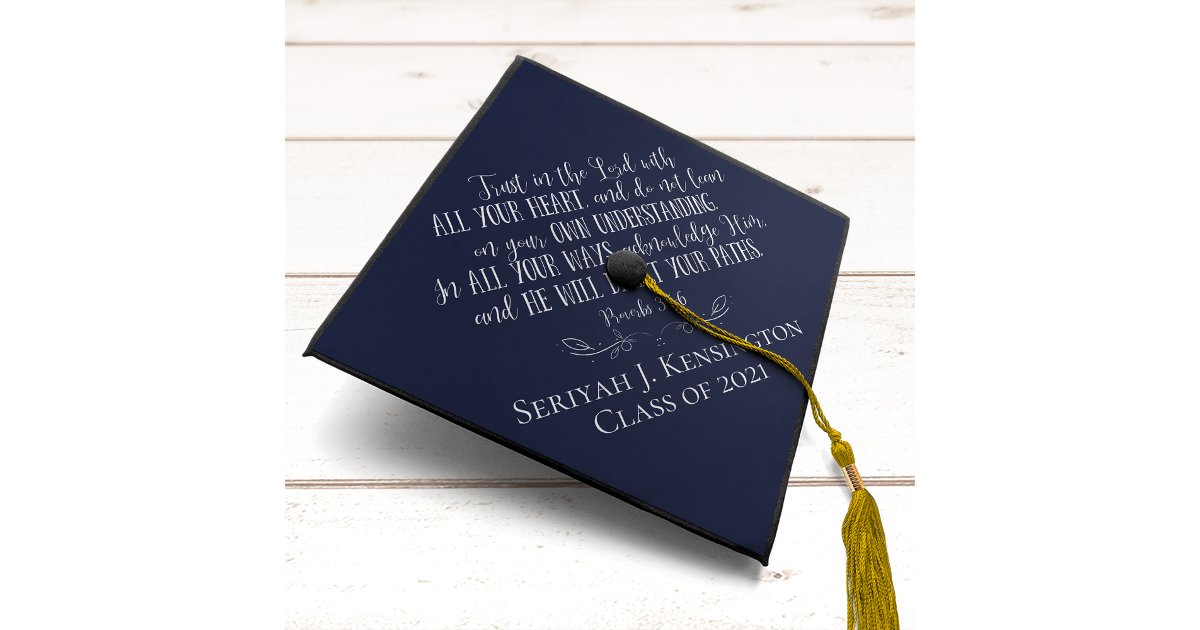 Christian Bible Verse Graduation Typography Graduation Cap Topper | Zazzle