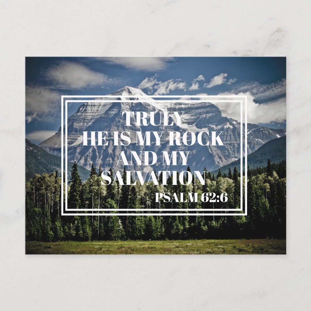 Christian Bible Verse He is my Rock Mountain Photo Postcard | Zazzle