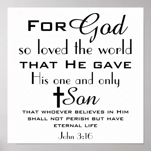 Christian Bible Verse John 3:16 Poster | Zazzle