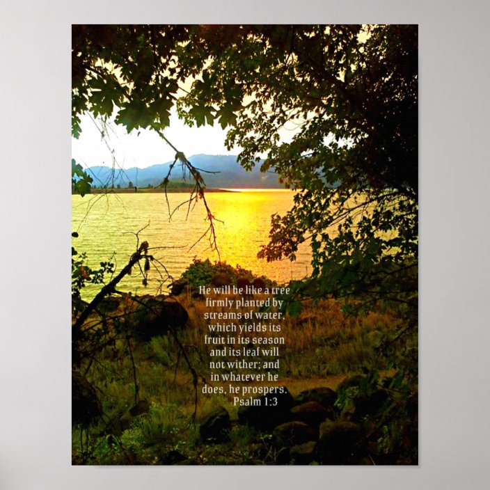 Christian Bible Verse Lake Landscape Creationarts Poster | Zazzle.com