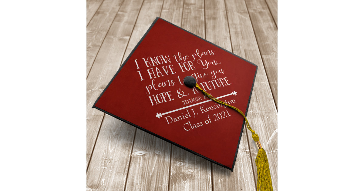 Christian Bible Verse Red Graduation Graduation Cap Topper | Zazzle