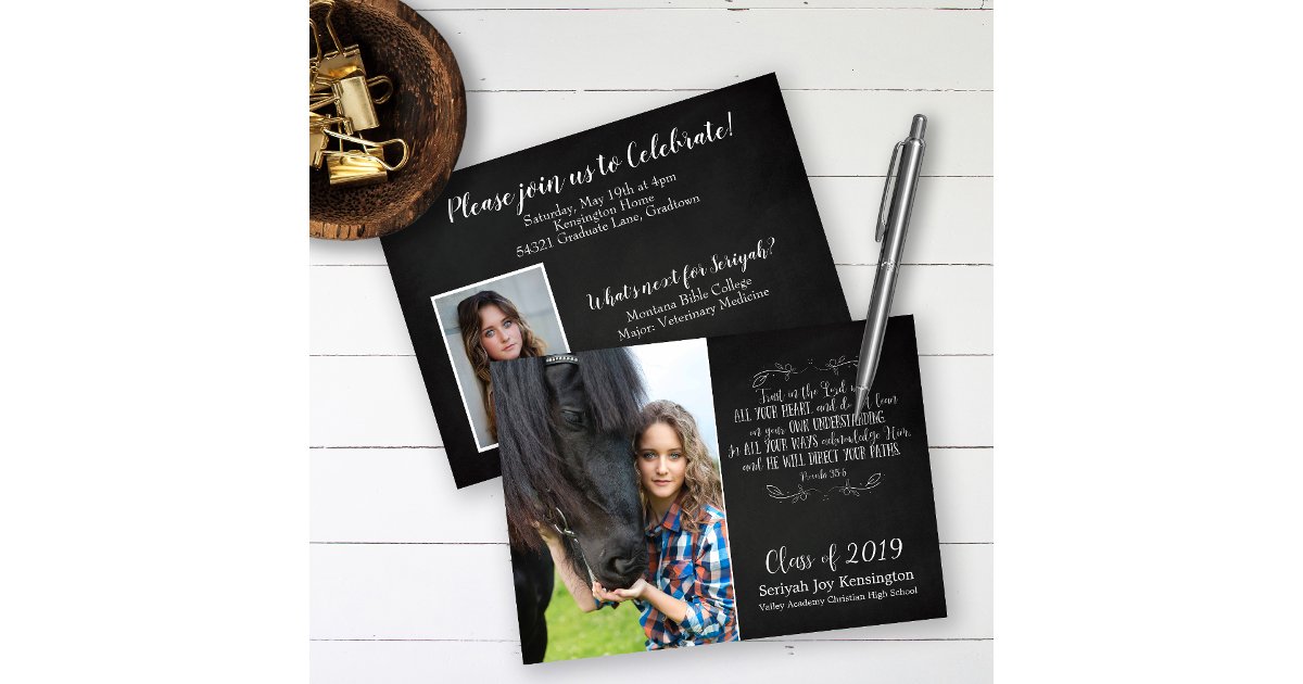 Christian Bible Verse Rustic Graduation Photo Invitation | Zazzle