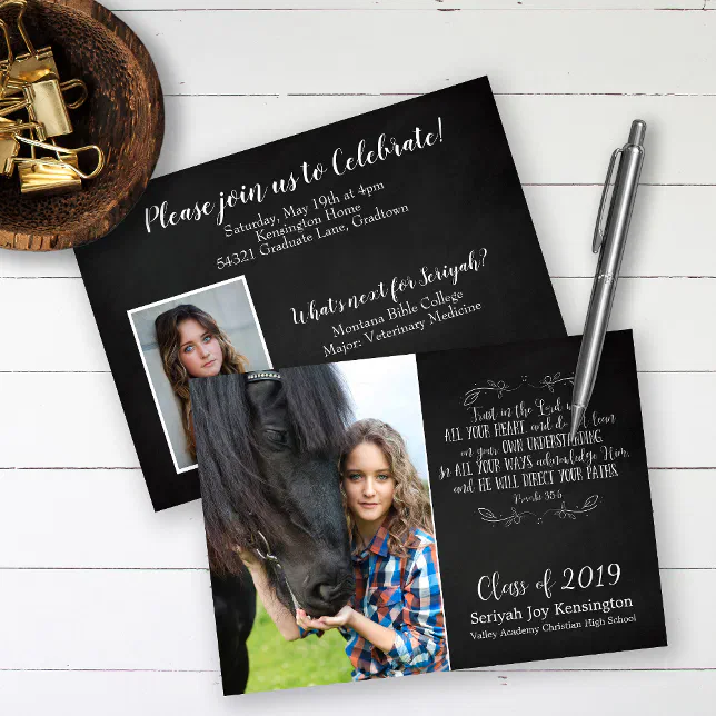 Christian Bible Verse Rustic Graduation Photo Invitation | Zazzle