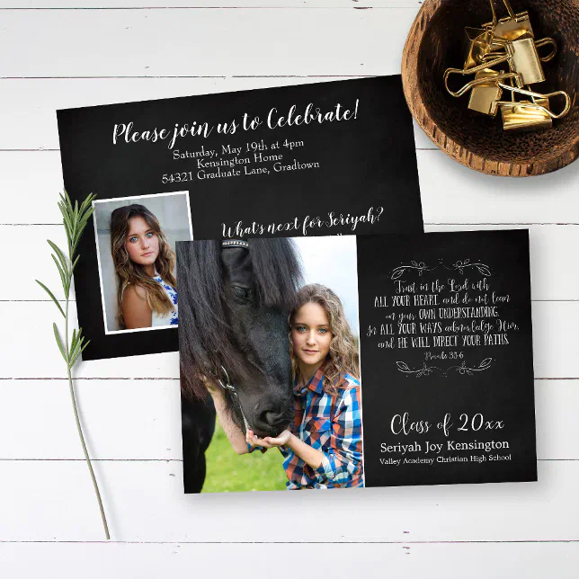 Christian Bible Verse Rustic Graduation Photo Invitation | Zazzle