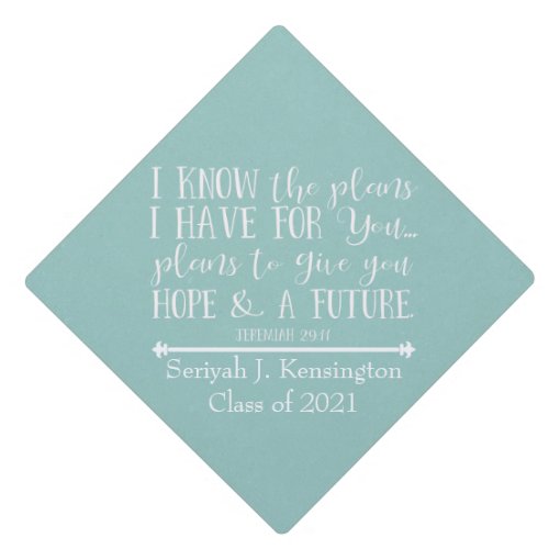 Christian Bible Verse Teal Aqua Graduation Graduation Cap Topper | Zazzle