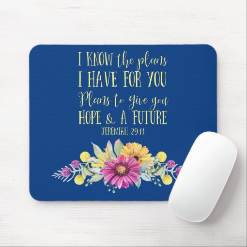 Christian Bible Verse Typography Floral Mouse Pad | Zazzle