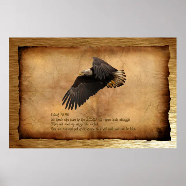 Christian Biblical Scripture on Eagles Art Poster | Zazzle