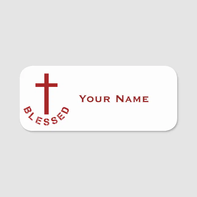 Christian Blessed Red Cross Church Events Name Tag | Zazzle