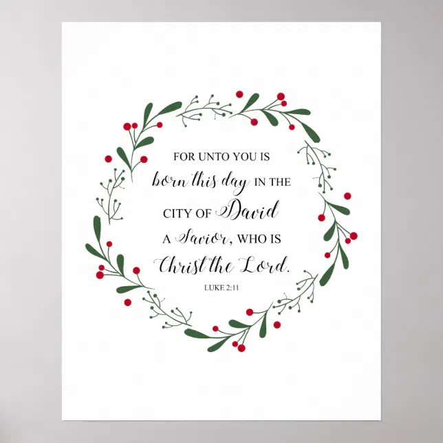 Christian Christmas Bible Verse Jesus Savior Luke Poster | Zazzle