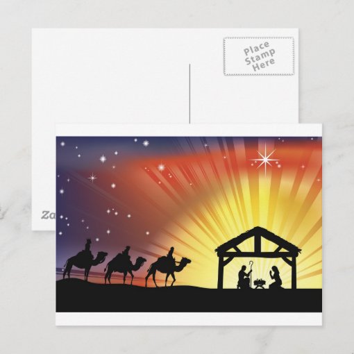 Christian Christmas Nativity Scene Holiday Postcard | Zazzle