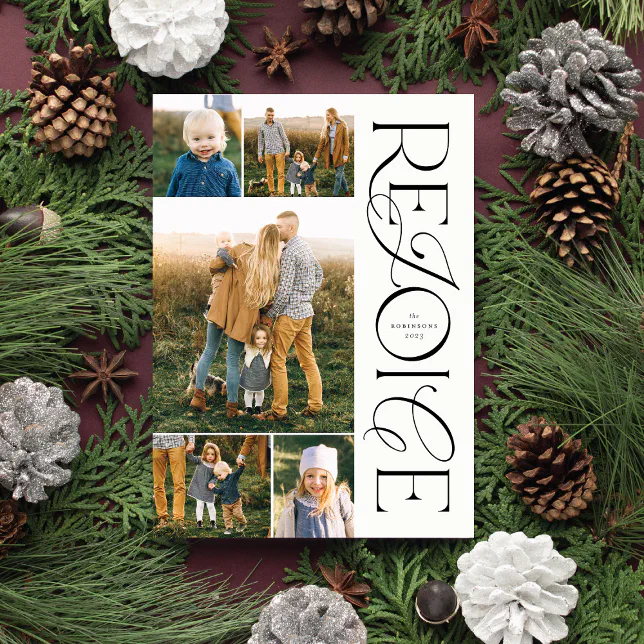 Christian Christmas Photo Cards Rejoice | Zazzle