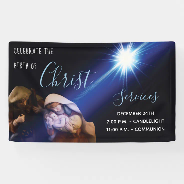 Christian Church Christmas Eve Service Banner | Zazzle