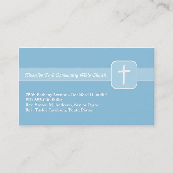 Christian Church Ministry Blue Emblem with Cross Business Card | Zazzle.com