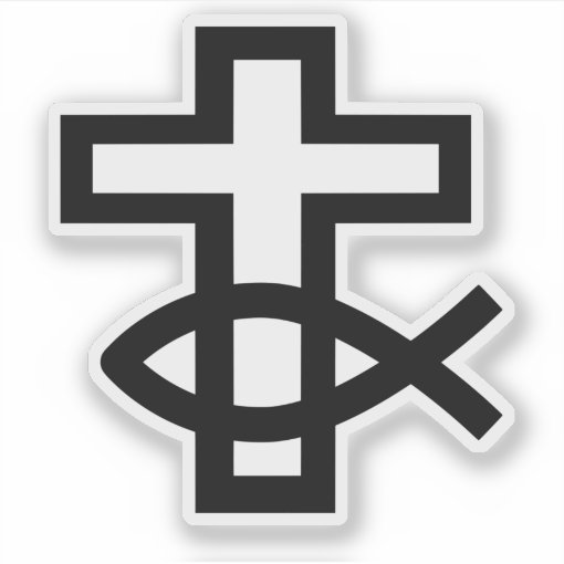 Christian Cross and Ichthus Fish Symbol Sticker | Zazzle