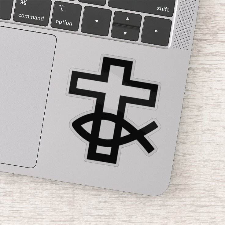 Christian Cross and Ichthus Fish Symbol Sticker | Zazzle