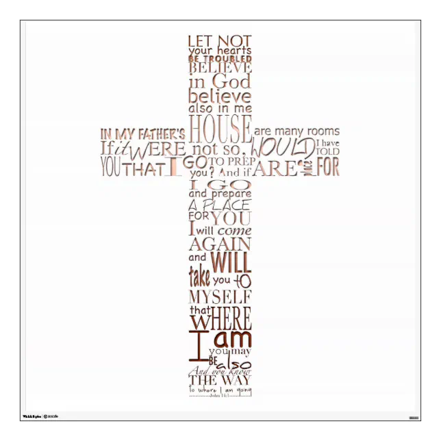 Christian Cross Bible Verses Copper Letters Wall D Wall Sticker | Zazzle