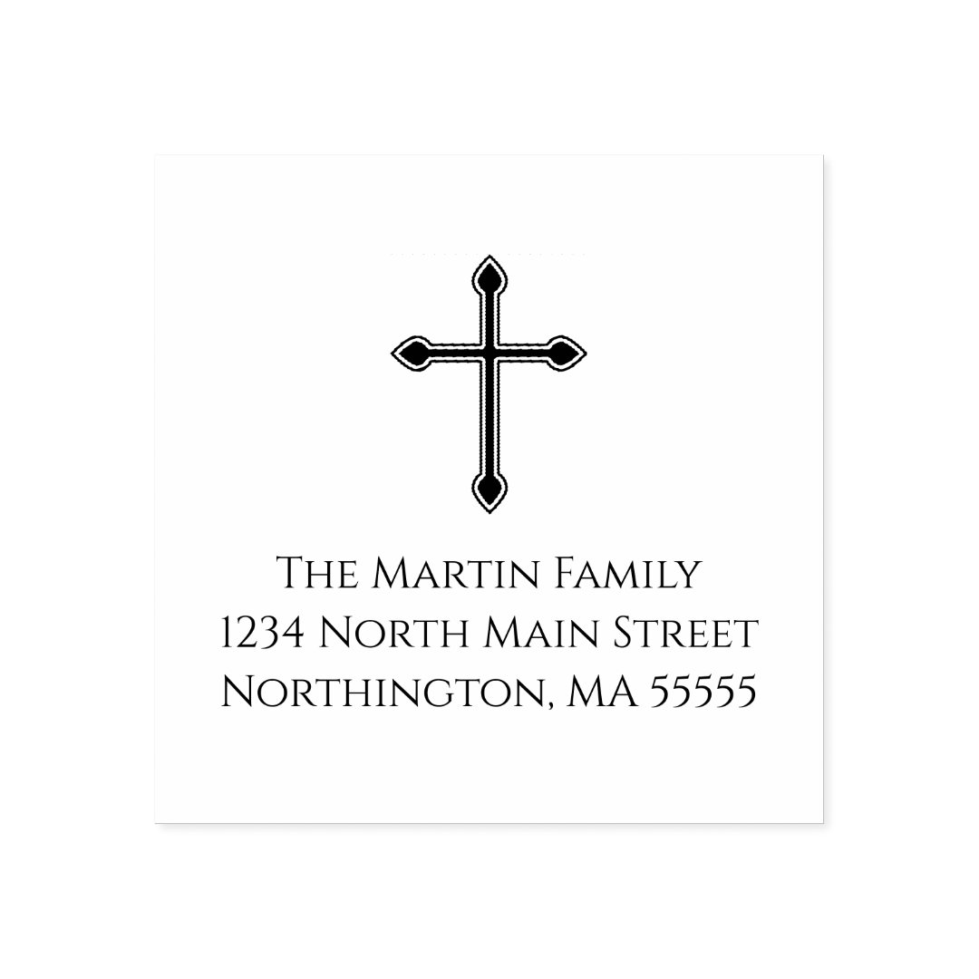 Christian Cross Custom Return Address Rubber Stamp | Zazzle