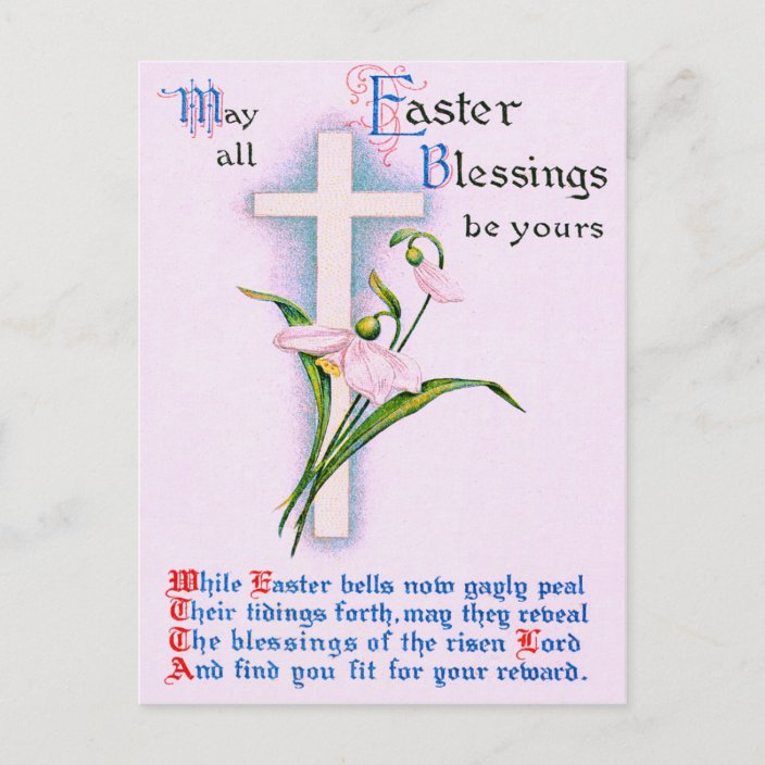Christian Cross Easter Lily Poem Holiday Postcard | Zazzle.com