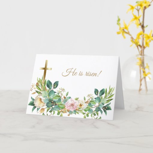 Christian Cross Floral Easter Greeting Card | Zazzle