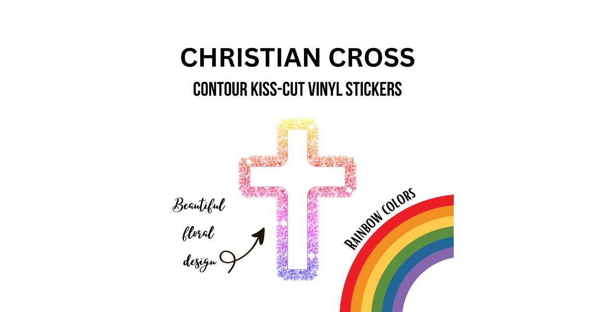 Christian Cross Floral Rainbow Car Sticker | Zazzle