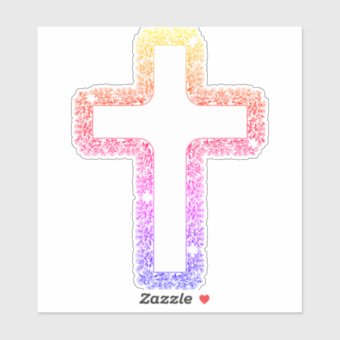 Christian Cross Floral Rainbow Car Sticker | Zazzle