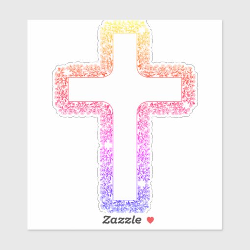 Christian Cross Floral Rainbow Car Sticker | Zazzle