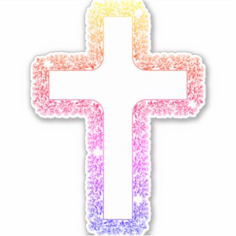 Christian Cross Floral Rainbow Car Sticker | Zazzle