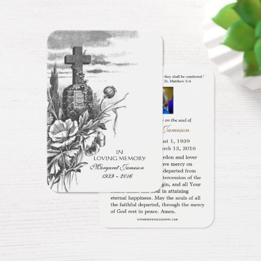 Christian Cross Funeral Memorial Holy Card - | Zazzle
