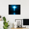 Christian Cross in Blue Light Poster | Zazzle
