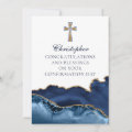 Christian Cross Navy Blue Gold Congratulations Card | Zazzle