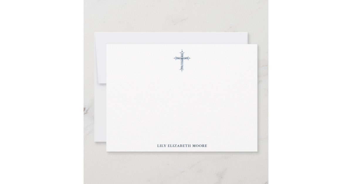 Christian Cross Notecards with Optional Name | Zazzle