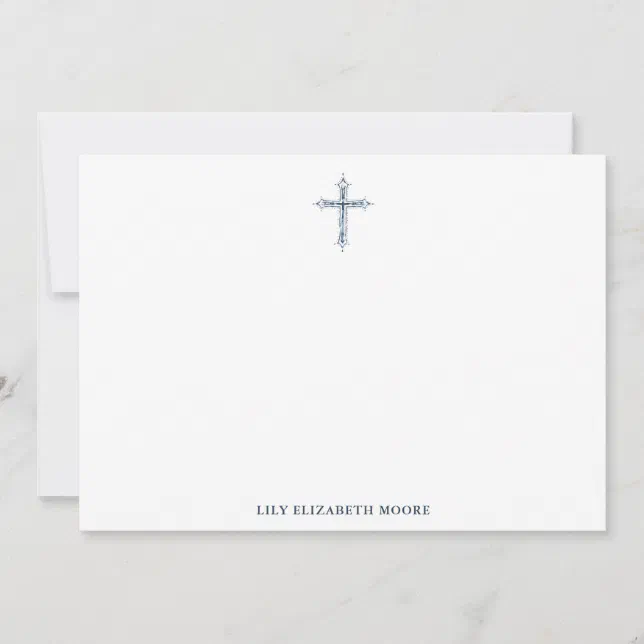 Christian Cross Notecards with Optional Name | Zazzle