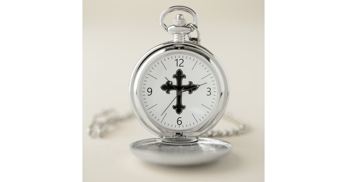 Christian cross pocket watch | Zazzle