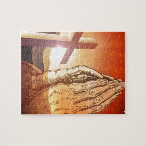 Christian Cross Praying Hands Jigsaw Puzzle | Zazzle