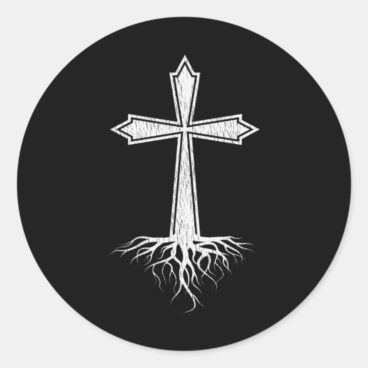 Christian Cross Rooted In Jesus Christ Christian Classic Round Sticker ...