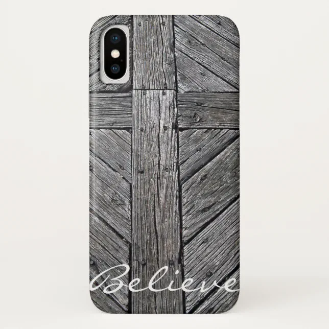 Christian cross rustic wood monogram Case-Mate iPhone case | Zazzle