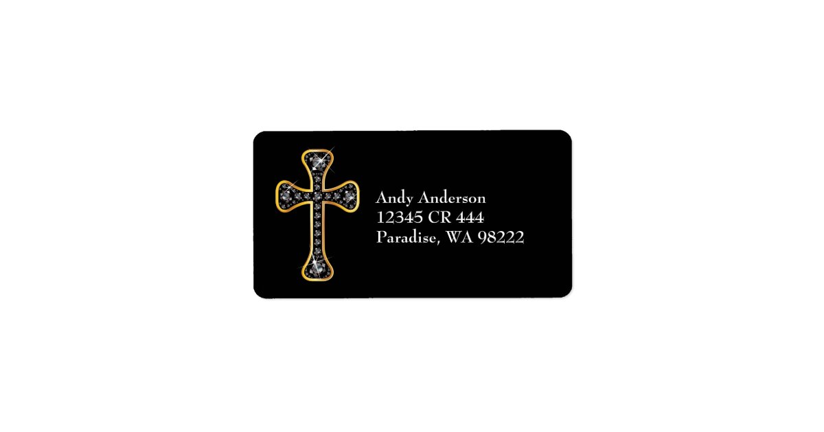 Christian Cross with "Onyx" Stones Label | Zazzle