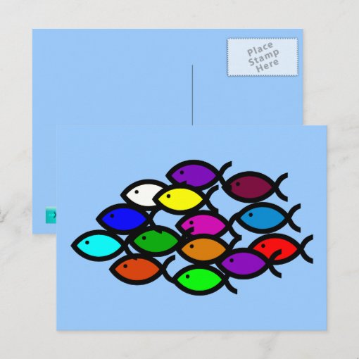 Christian Fish Symbols - Rainbow School - Postcard | Zazzle