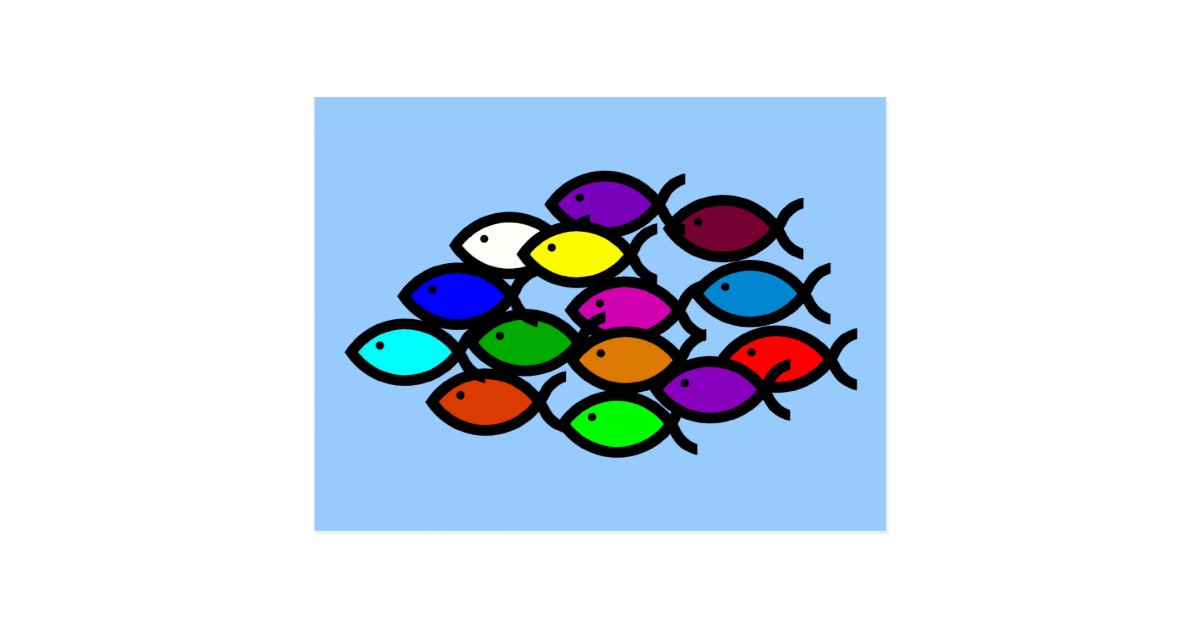 Christian Fish Symbols - Rainbow School - Postcard | Zazzle.com