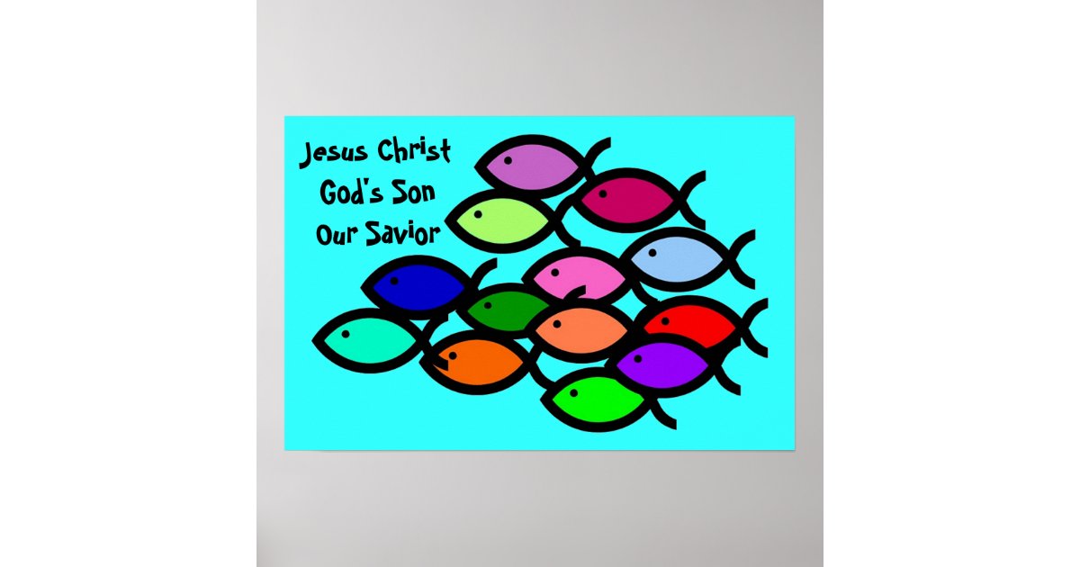 Christian Fish Symbols - Rainbow School - Poster | Zazzle