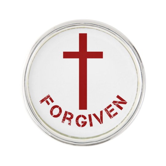 Christian Forgiven Red Cross and Text Design Pin | Zazzle.com